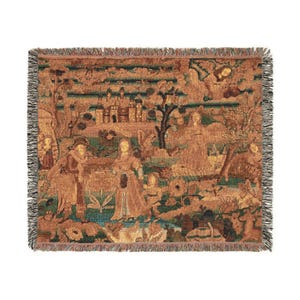 Woven Cotton Medieval Tapestry | Throw Blanket | Rococo | Romantic ...