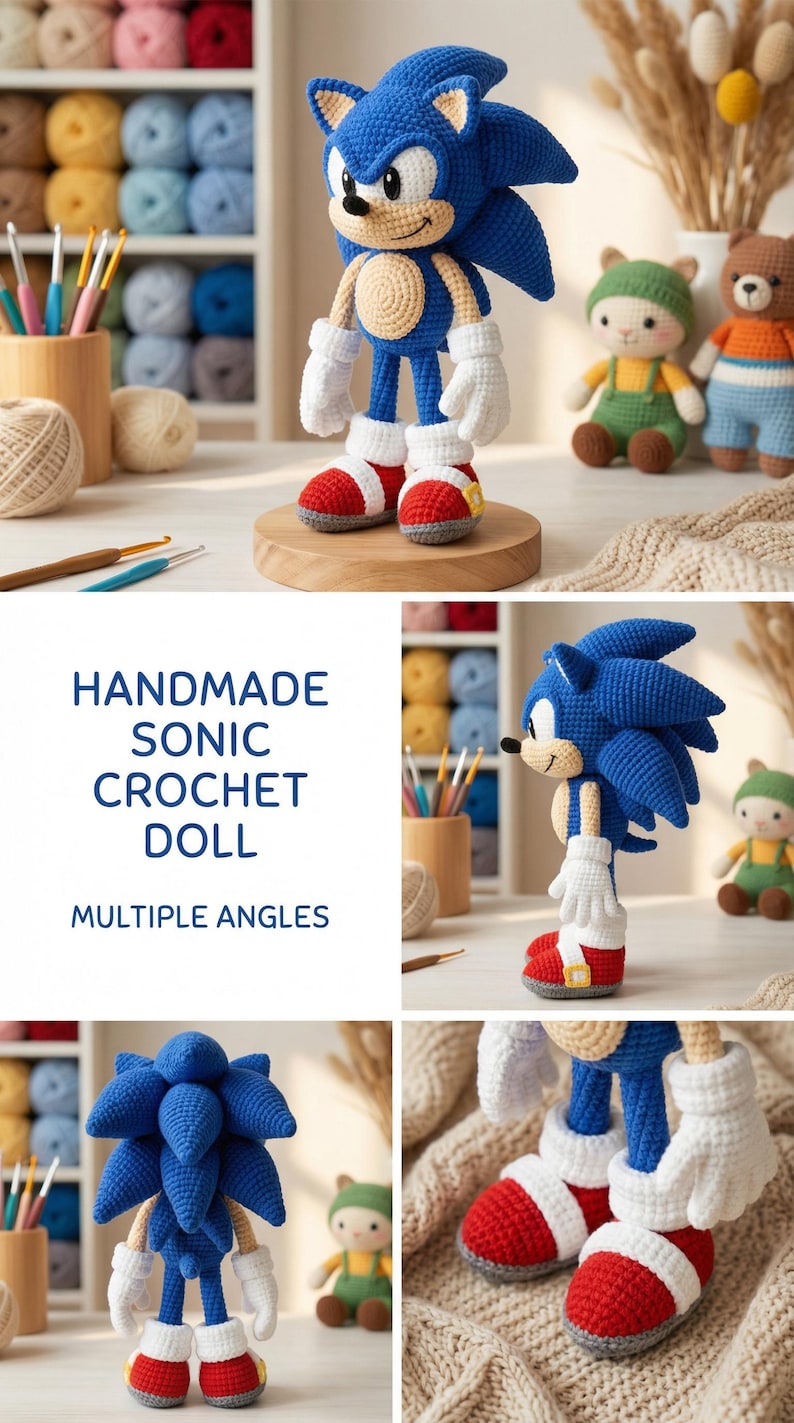 Sonic Crochet Pattern PDF, Blue Hedgehog Amigurumi Plush Tutorial ...