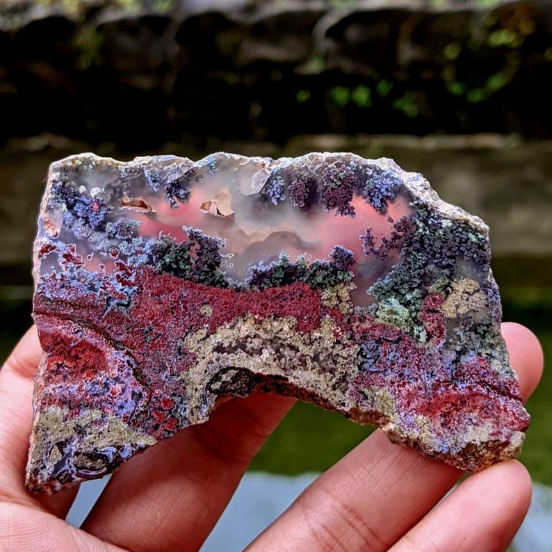 Polished Moss Agate Slice: Natural Stone Slab for Jewelry, Crafts ...