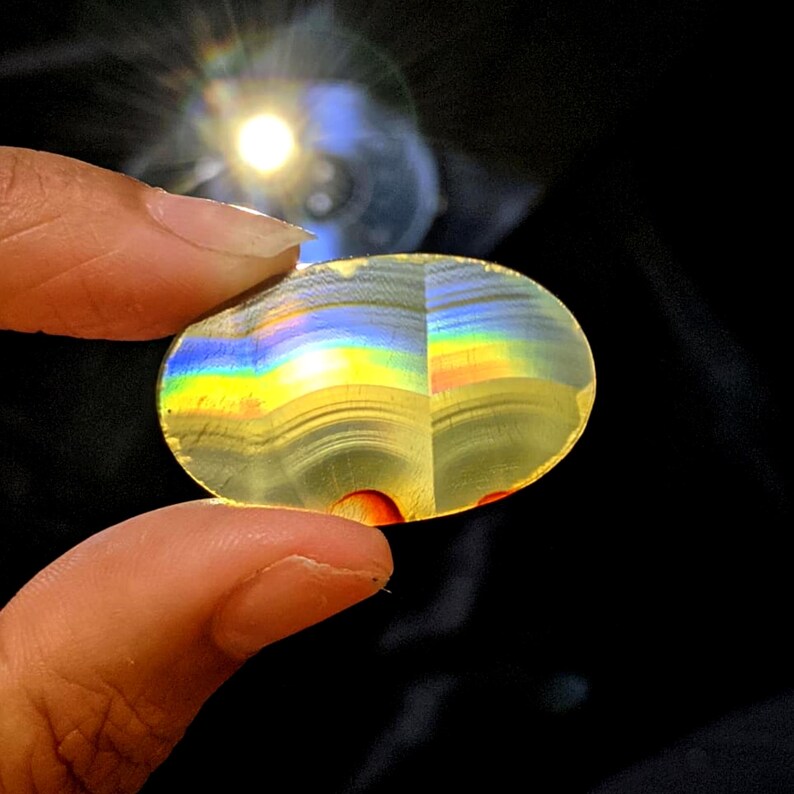Iris Agate Cabochon 29x18x2mm, Rainbow Banded Agate, Natural Loose ...