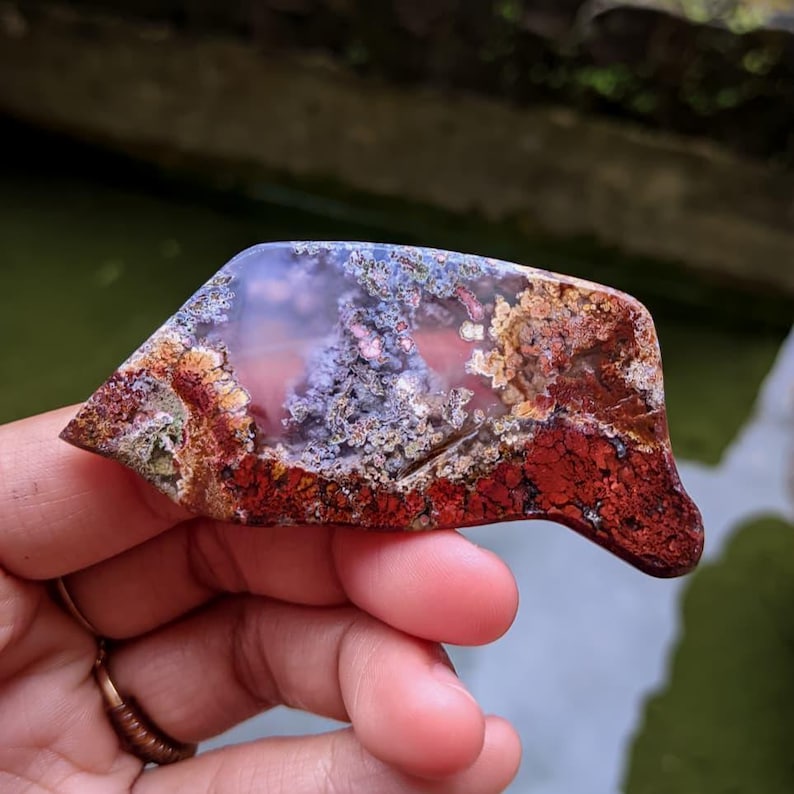Polished Moss Agate Slice: Natural Stone Slab for Jewelry, Crafts ...