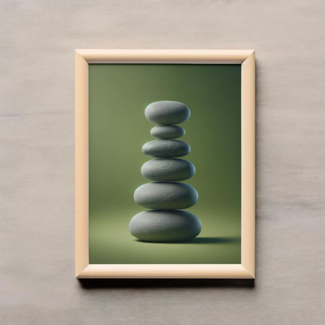 Stillness in Stone – Zen Rock Stack Wall Art, Minimalist Meditation ...