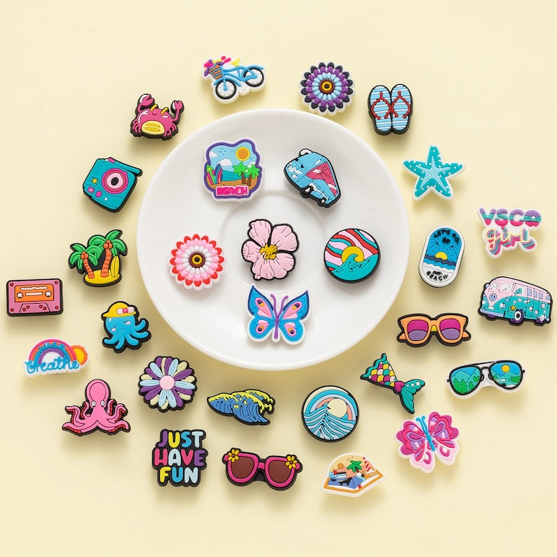 30PCS/SET Summer Beach Charms for Crocs– Trendy Color Set - Etsy