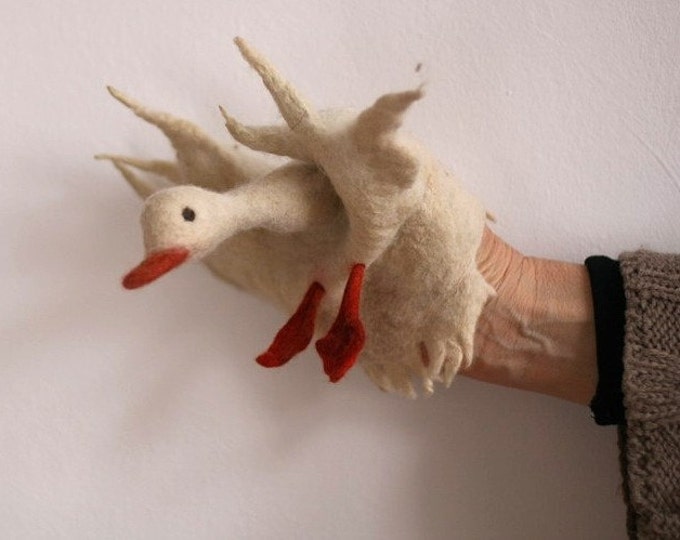 White Goose Hand Puppet (wet Felted Wool) - Etsy