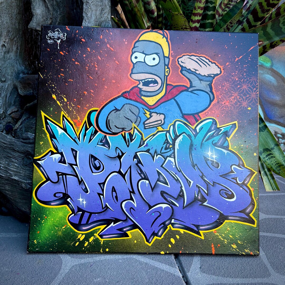 Homer Simpson 'pie Man' Graffiti Canvas - Etsy