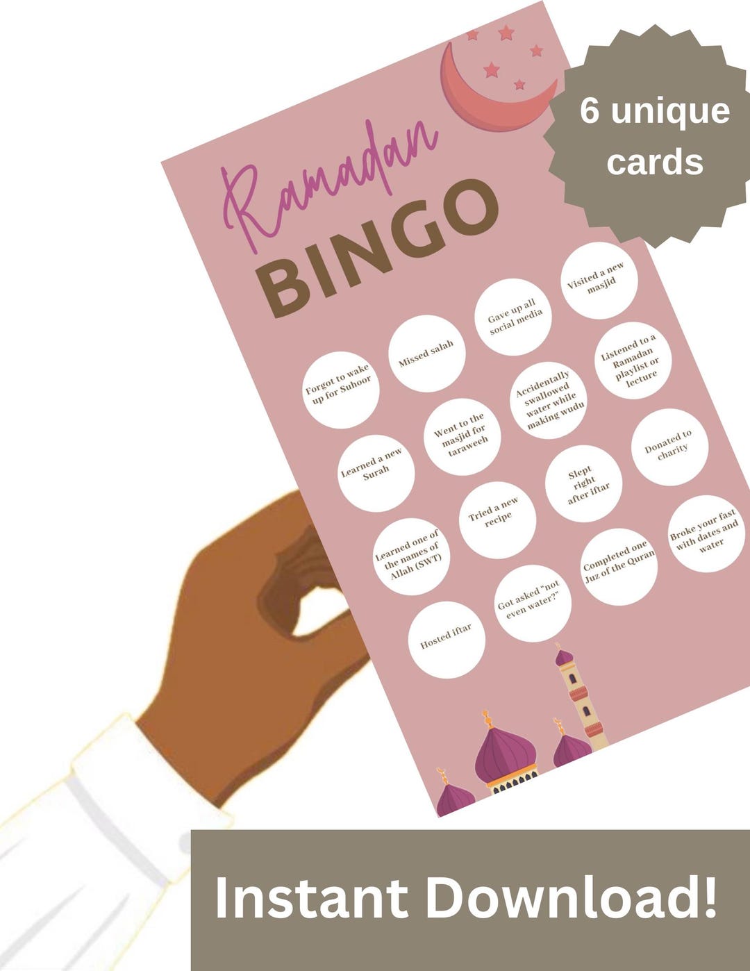 Ramadan Bingo Cards Printable (6), Islamic Game - Etsy
