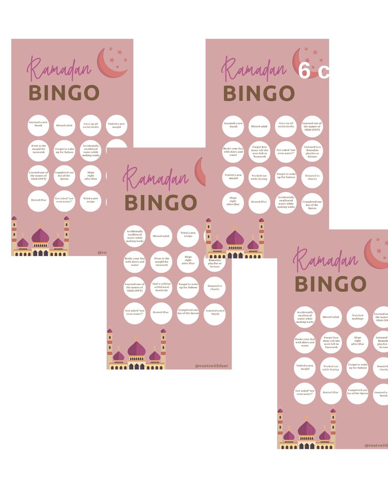 Ramadan Bingo Cards Printable (6), Islamic Game - Etsy