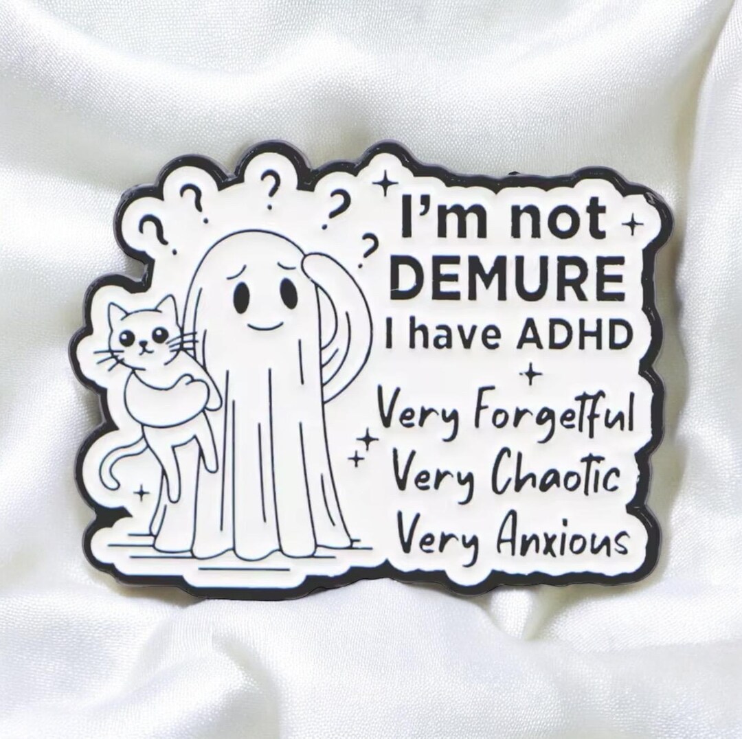 Cute ADHD Ghost Enamel Pin – A Fun and Relatable Mental Health ...