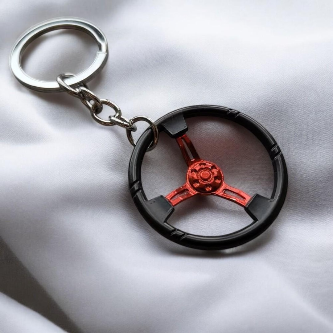 Mini Steering Wheel Keychain – Racing Car Wheel Key Ring in Red, Blue ...