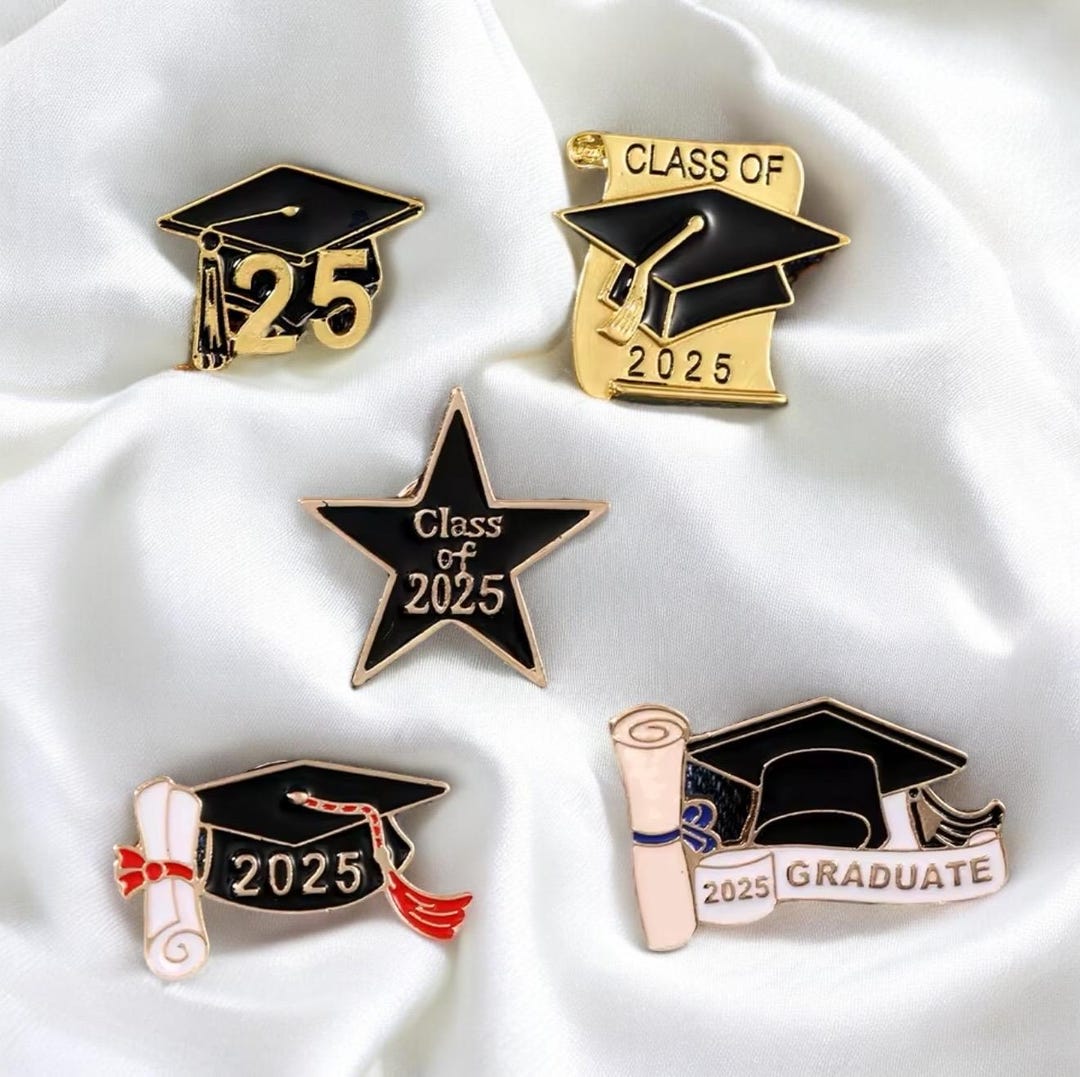Class of 2025 Graduation Enamel Pin Set – Graduate Cap & Diploma Pins ...