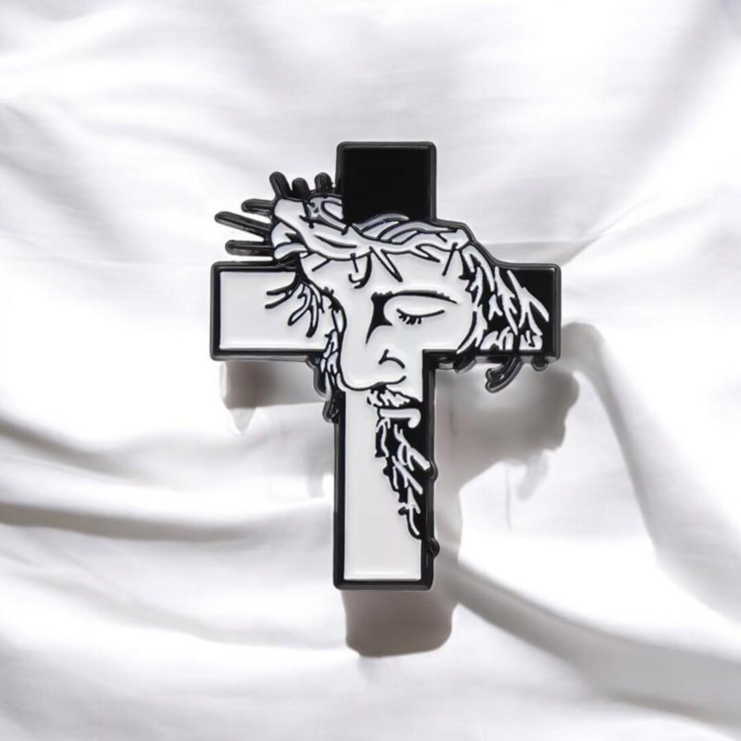 Jesus Cross Enamel Pin – Christian Lapel Pin With Christ Face Design - Etsy