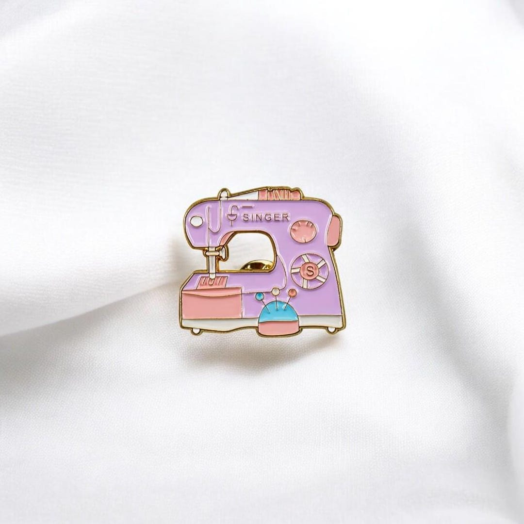Pastel Sewing Machine Enamel Pin – Cute Pink & Purple Crafty Pin for ...