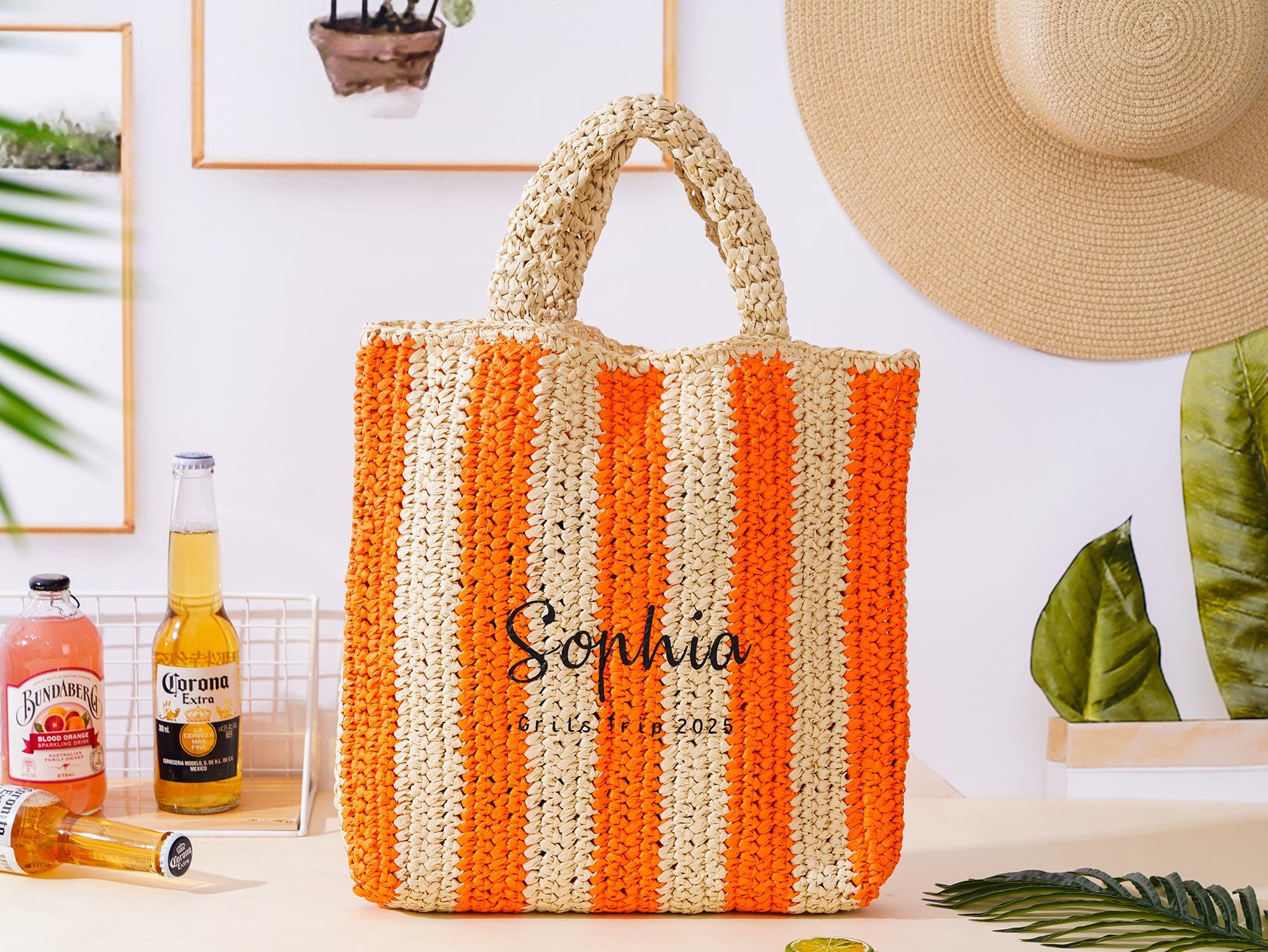 Personalized Raffia Bag,beach Straw Bag,monogram Tote Bag,mother's Day ...