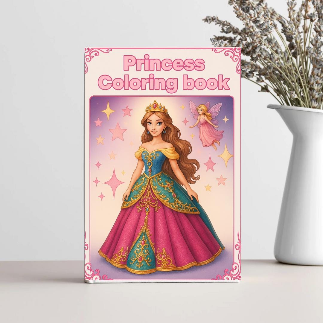 Princess Coloring Book Pages - Etsy