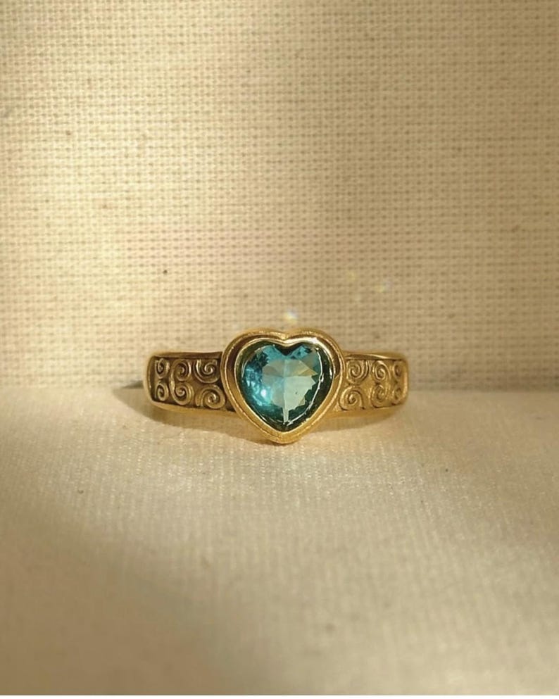 Blue Heart Ring - Etsy