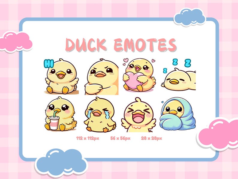 Kawaii Duck Emotes | Twitch Discord Youtube Kick | Cute Chibi Ducks ...