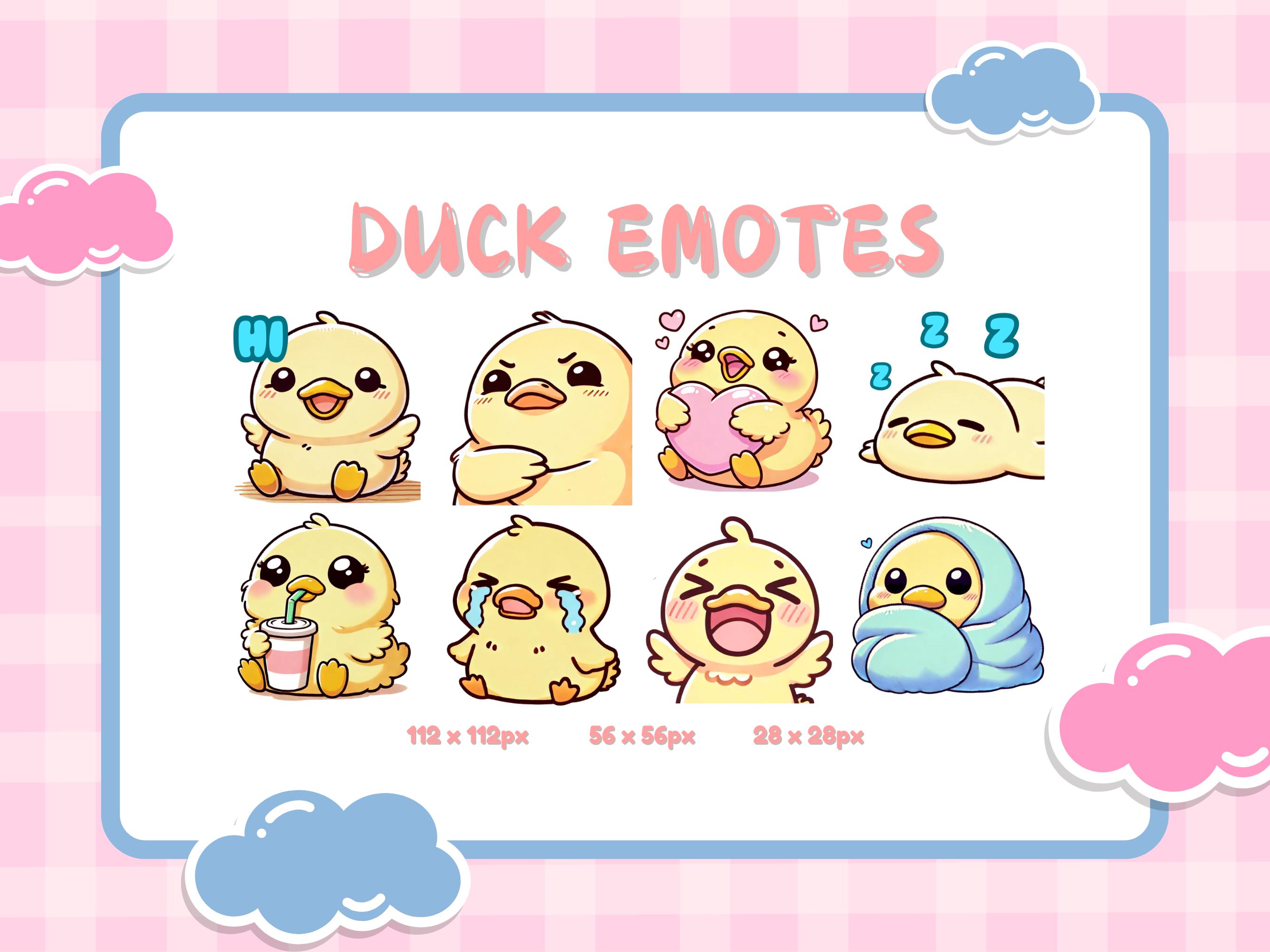 Kawaii Duck Emotes | Twitch Discord Youtube Kick | Cute Chibi Ducks ...