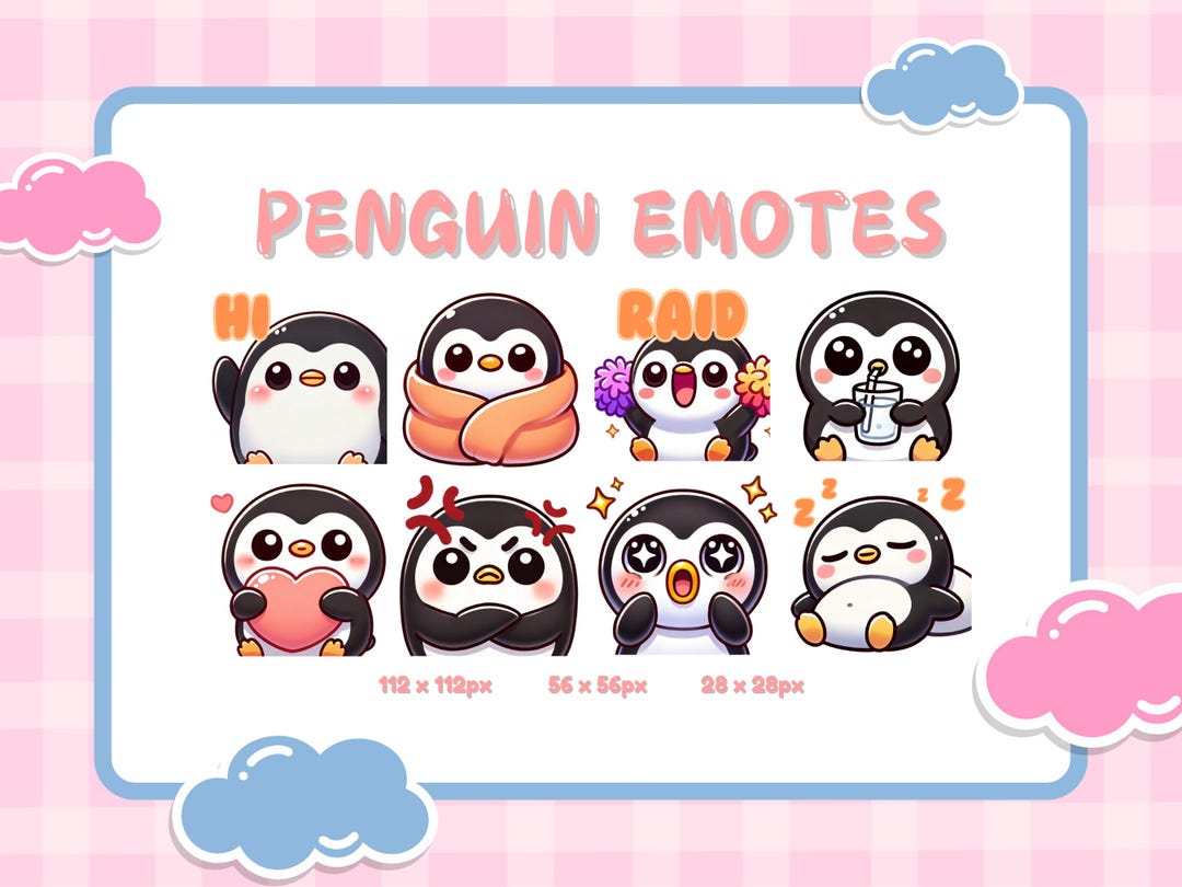 Kawaii Penguin Emotes | Twitch Discord Youtube Kick | Cute Chibi ...