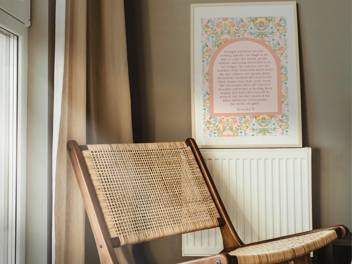 Aesthetic Pink Proverbs 31 Woman Print- Trendy Christian Wall Art Retro ...