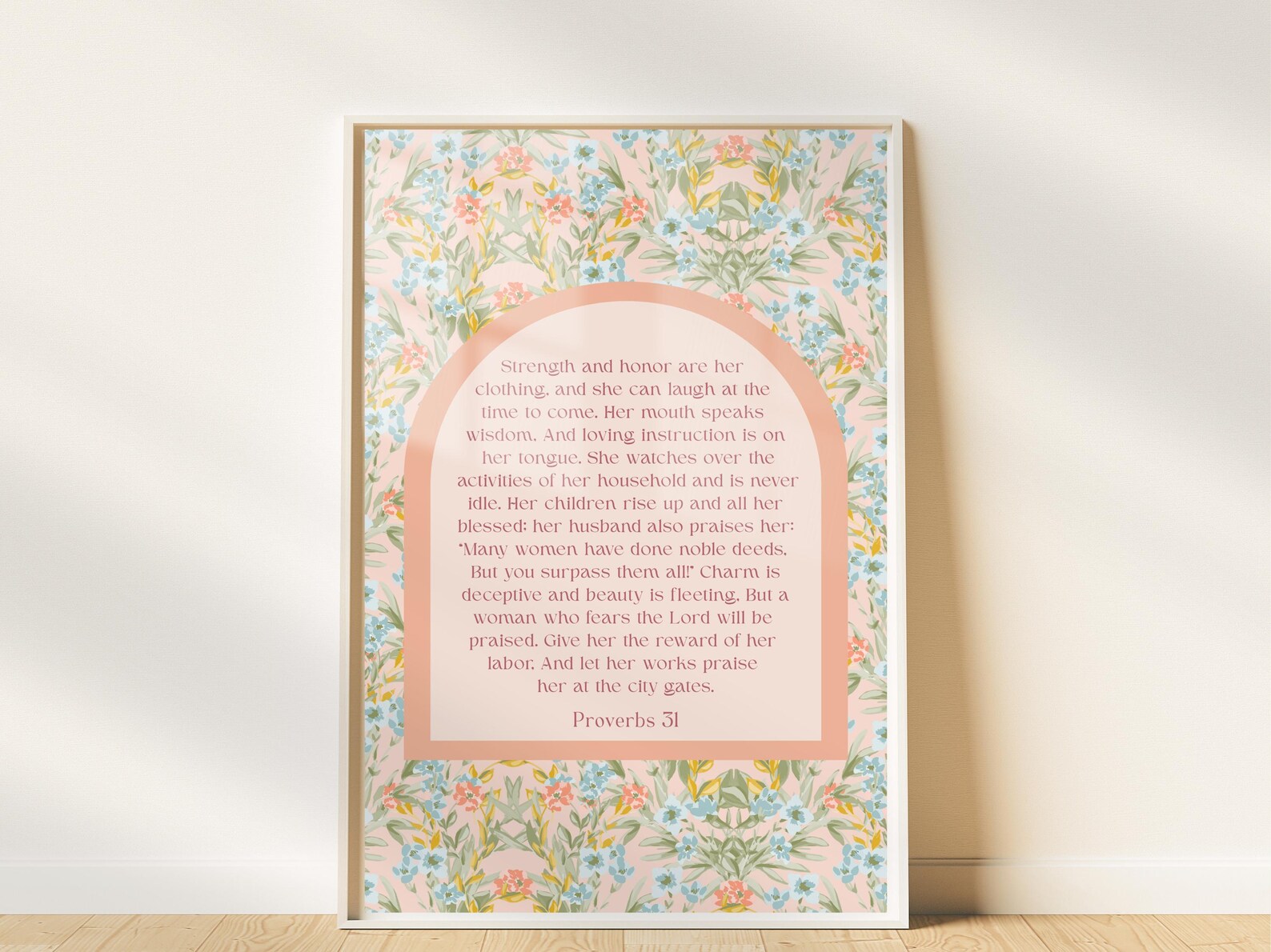 Aesthetic Pink Proverbs 31 Woman Print- Trendy Christian Wall Art Retro ...