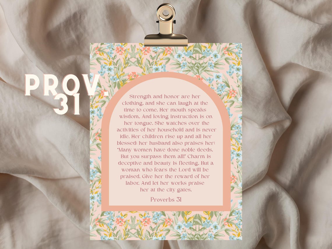 Aesthetic Pink Proverbs 31 Woman Print- Trendy Christian Wall Art Retro ...