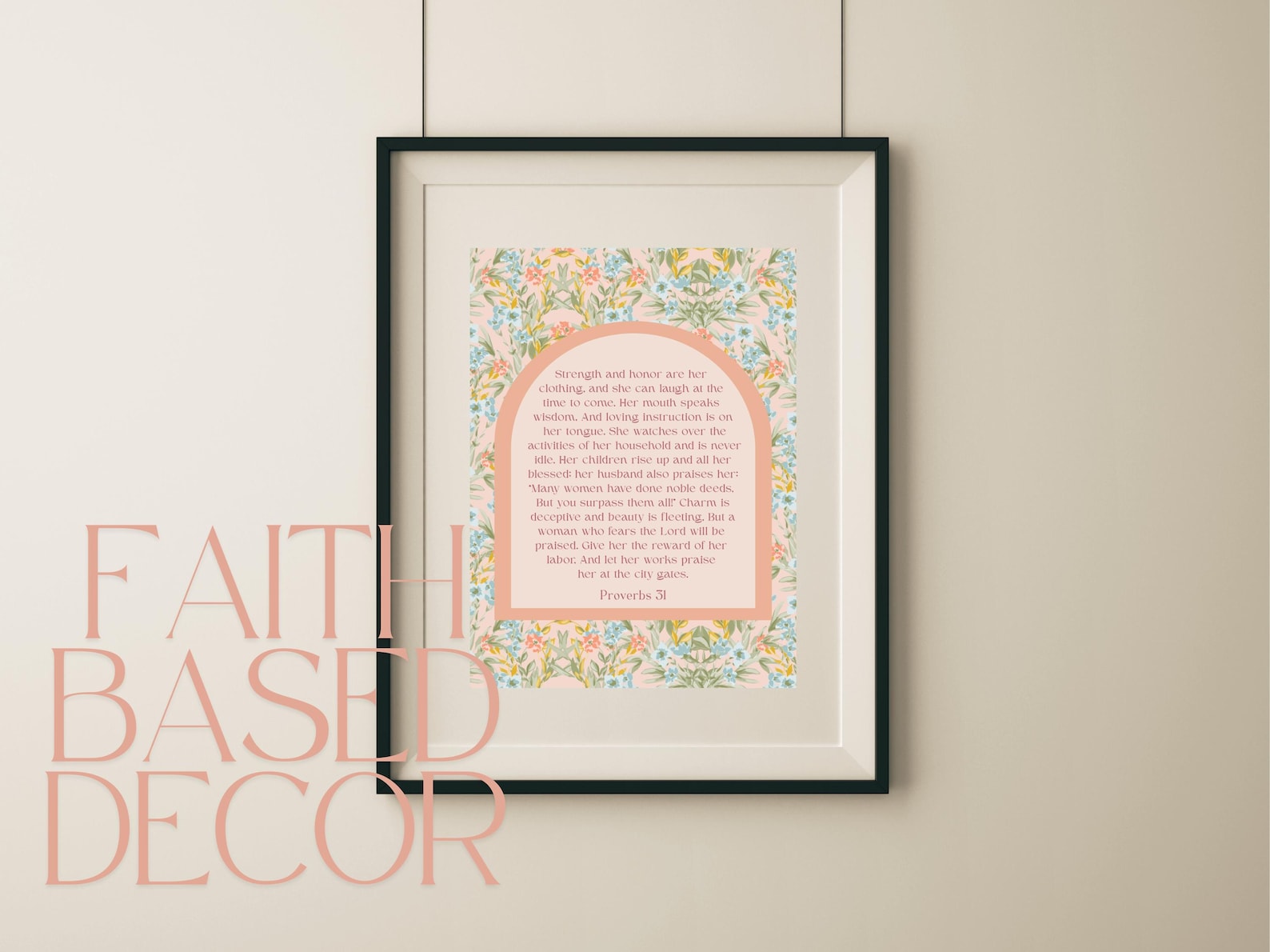 Aesthetic Pink Proverbs 31 Woman Print- Trendy Christian Wall Art Retro ...