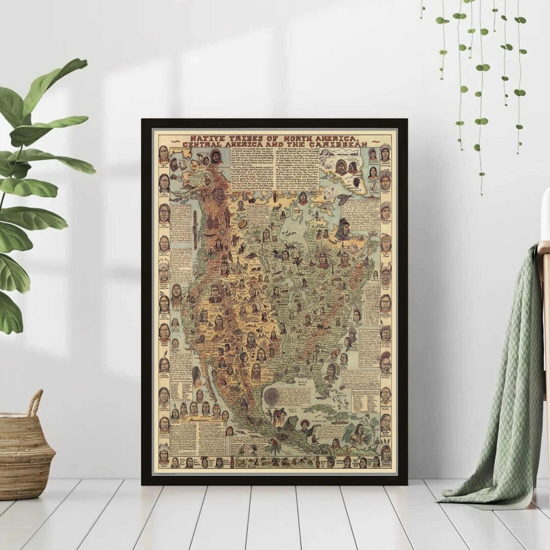 Vintage Native Tribes of North America Poster, Central America and the ...