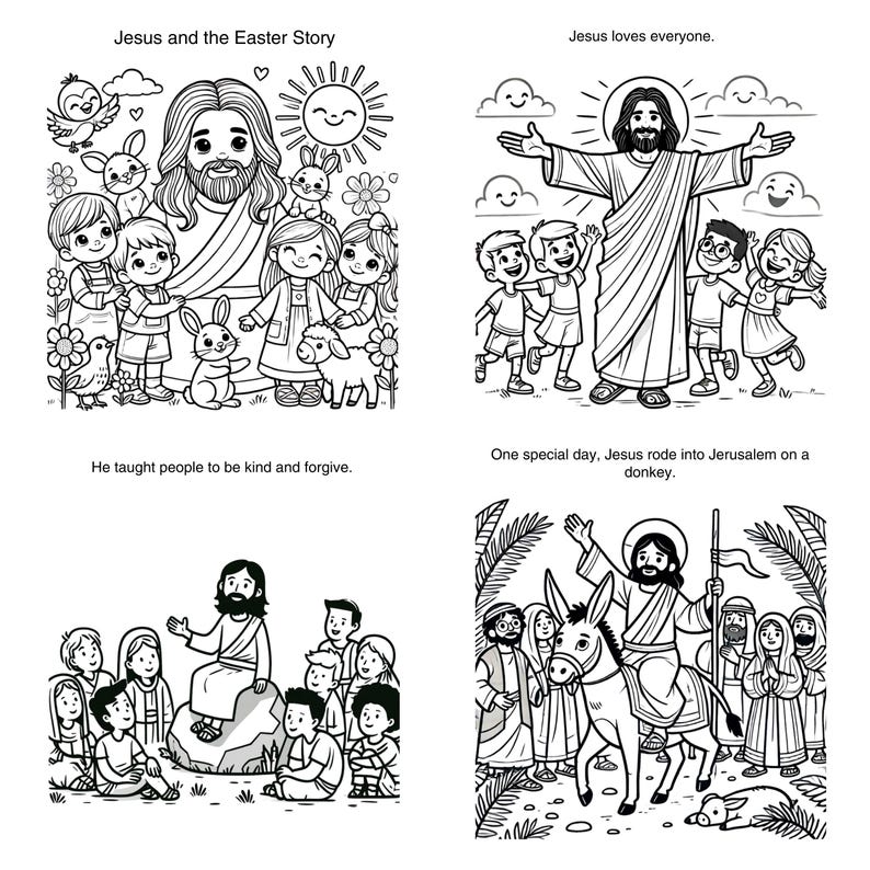 Jesus and the Easter Story – 24 Printable Christian Coloring Book for ...