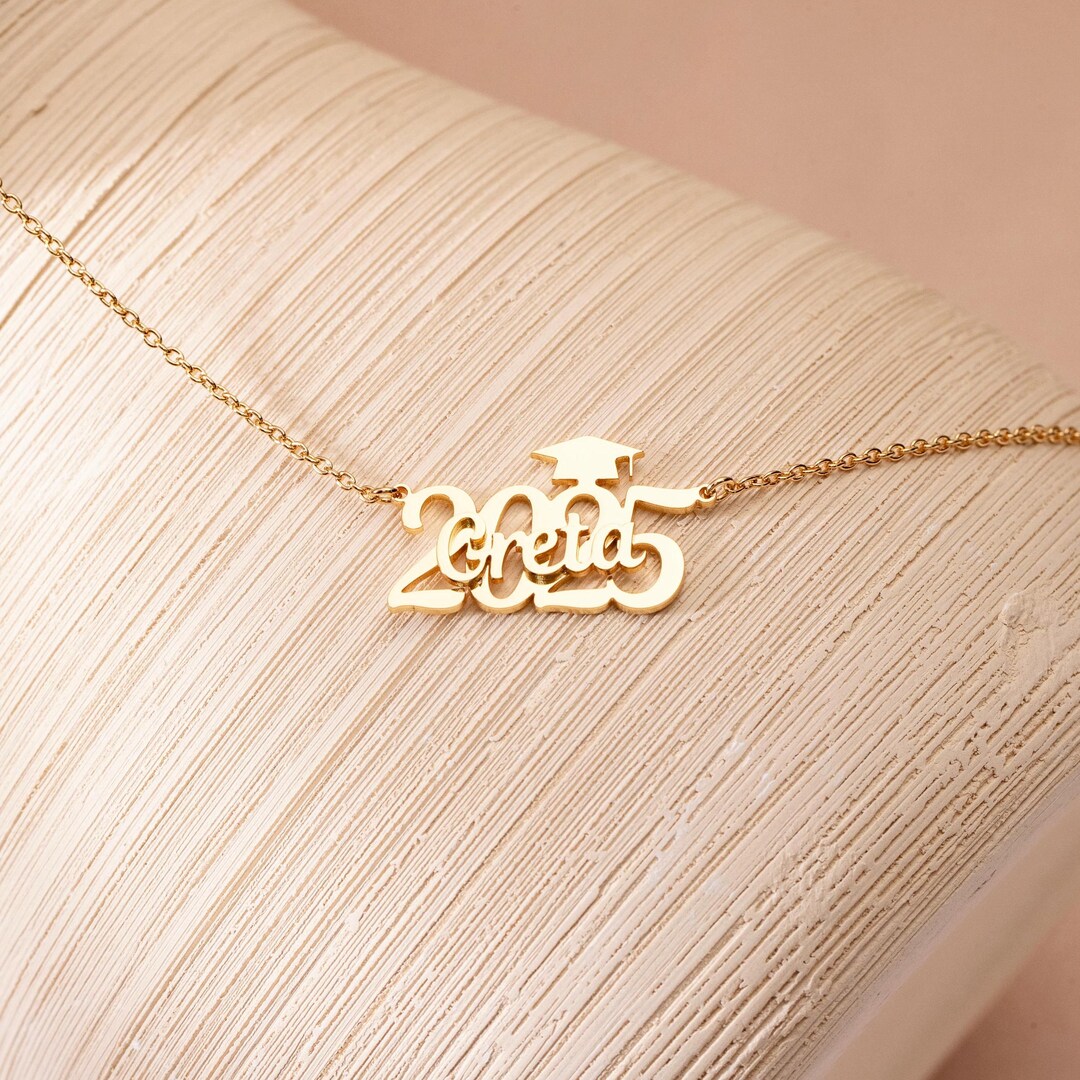 Personalized Graduation Name Necklace With Bachelor Cap, College ...