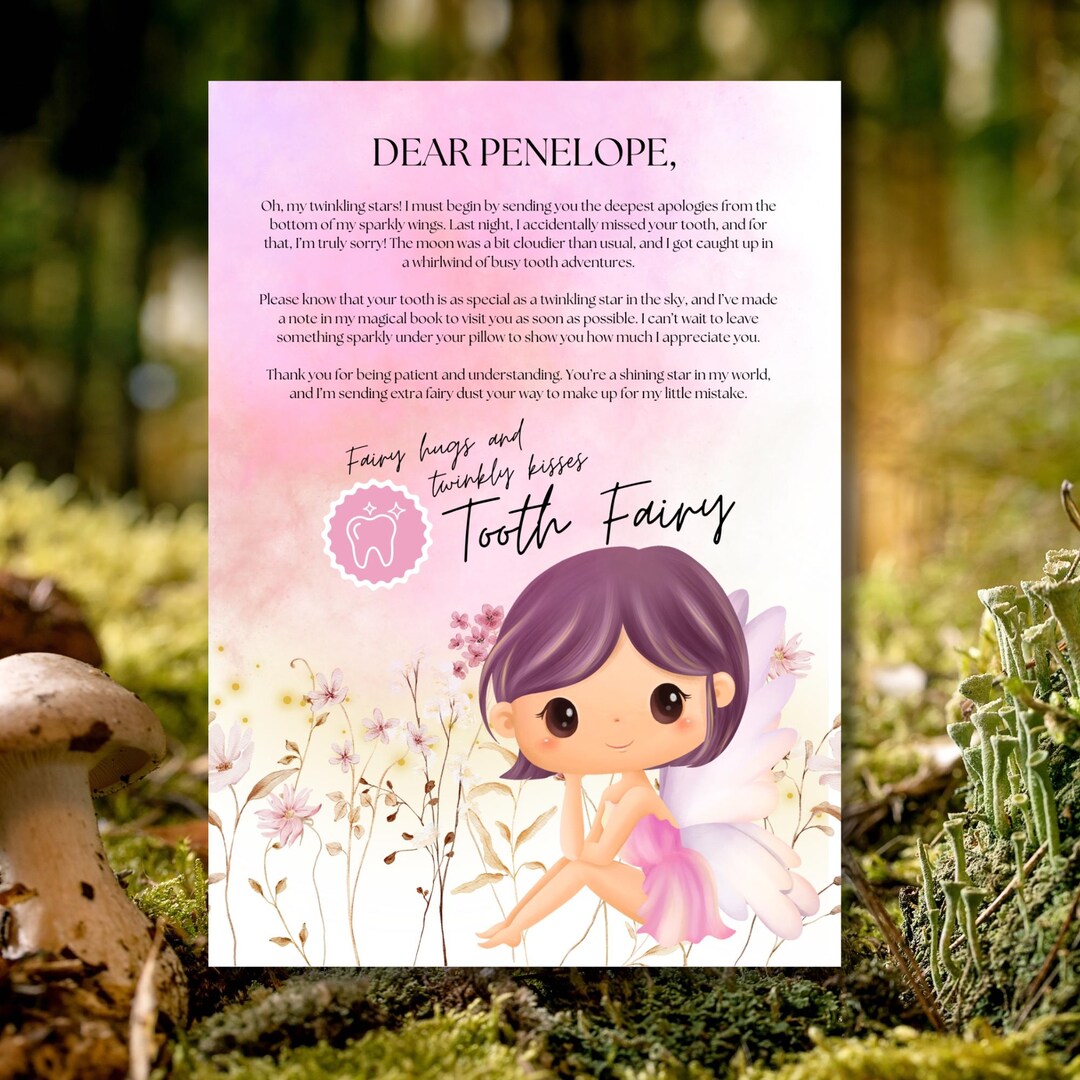 Tooth Fairy Apology Letter Instant Download, Tooth Fairy Sorry Letter ...
