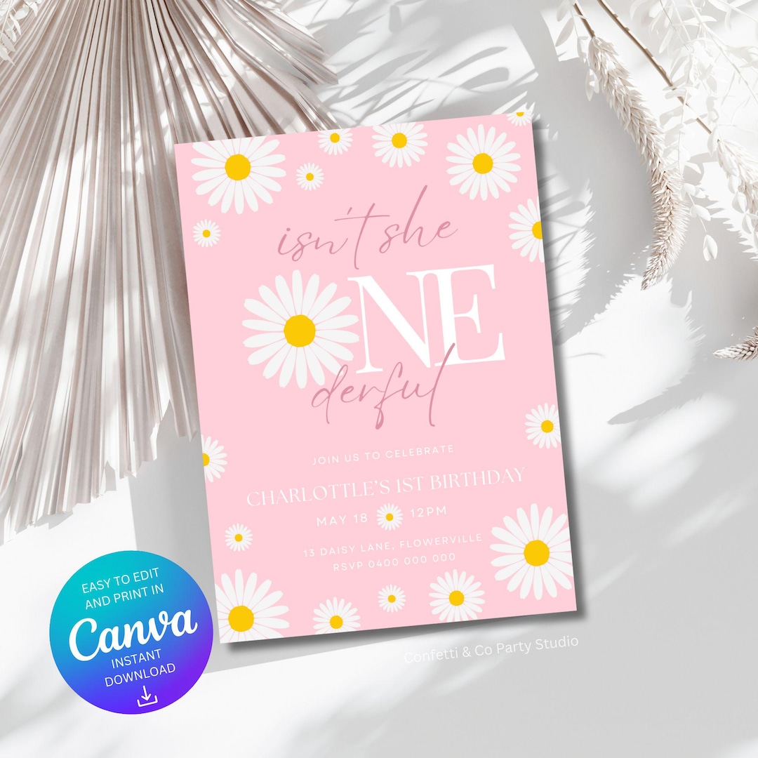 Daisy Birthday Invitation, Onederful Daisy 1st Birthday Invite, 1st ...