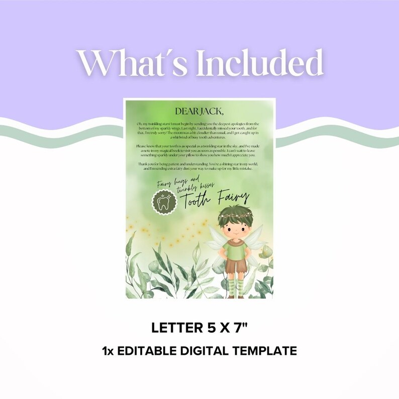 Tooth Fairy Apology Letter Instant Download, Tooth Fairy Sorry Letter ...