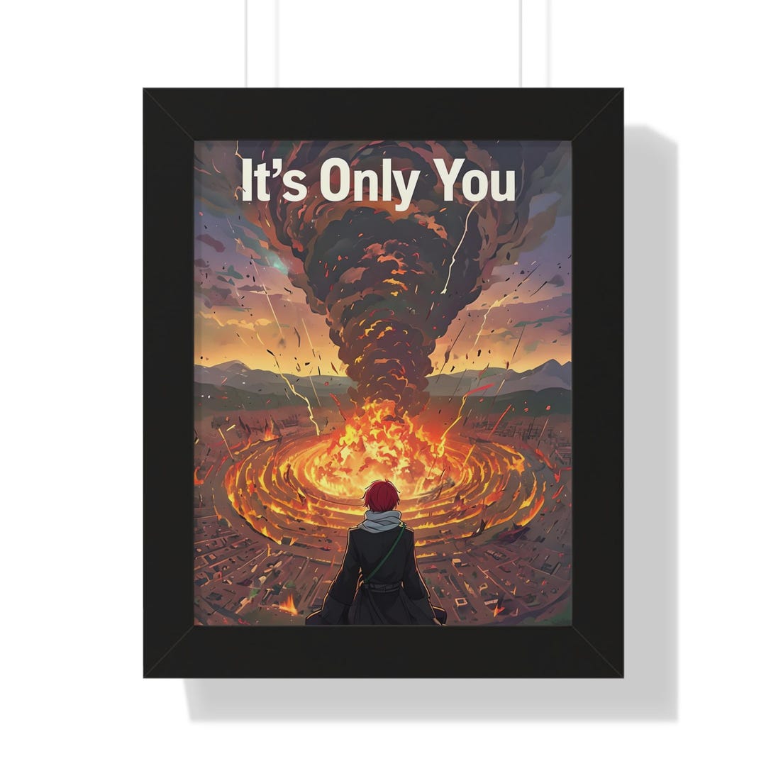 Framed Vertical Poster Dramatic Anime Scene of Destruction With ...