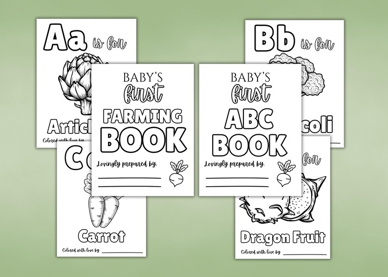 Locally Grown, Baby Shower ABC Coloring Book, Baby Shower Activity Game ...