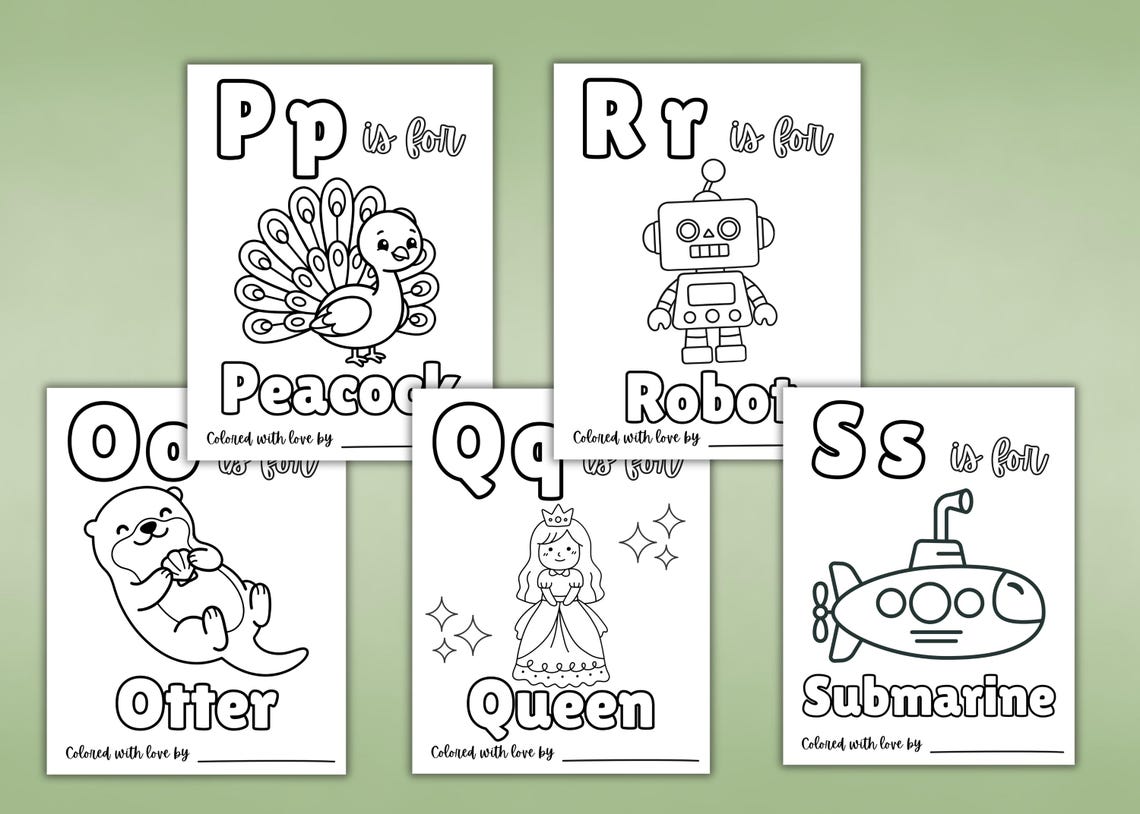 ABC Coloring Book, Babys First ABC Book, Keepsake, Baby Shower Activity ...
