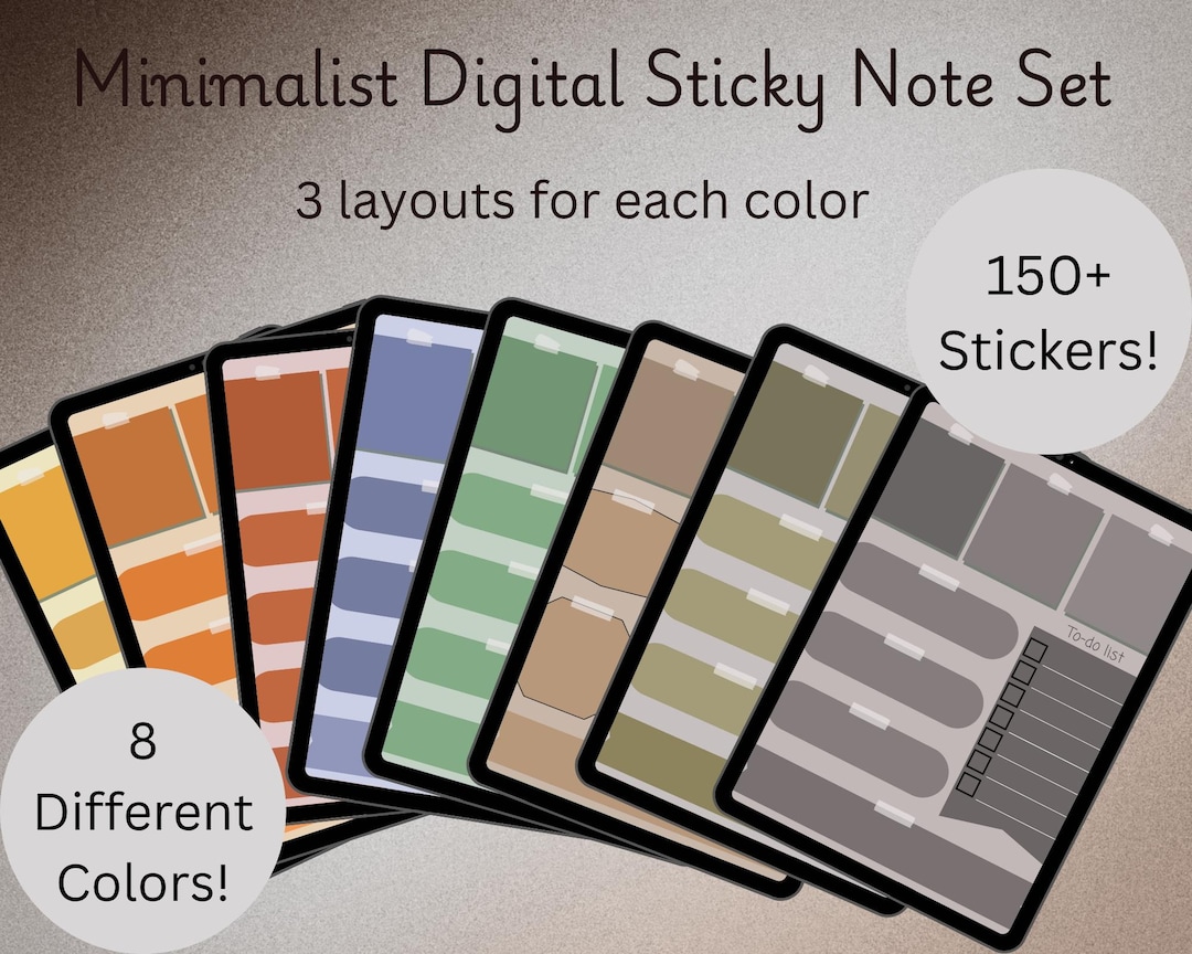 Minimalist Digital Sticky Note Set - Etsy