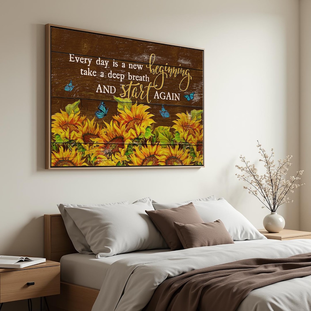 Rustic Sunflower Wall Art, Farmhouse Sunflower Decor, Jesus Landscape ...