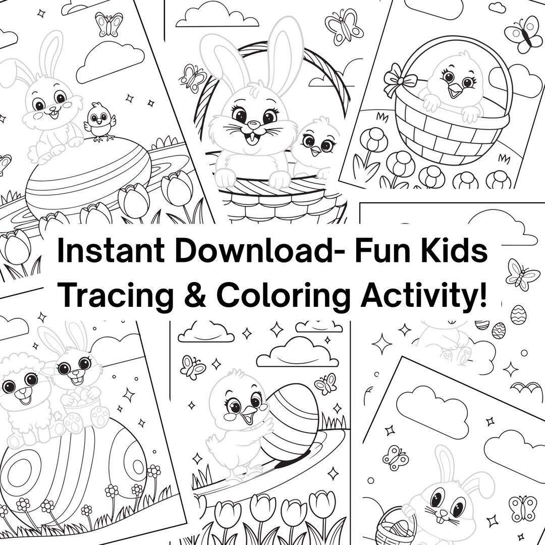Printable Easter Tracing Pack for Kids – 9 Light Line Art Coloring ...