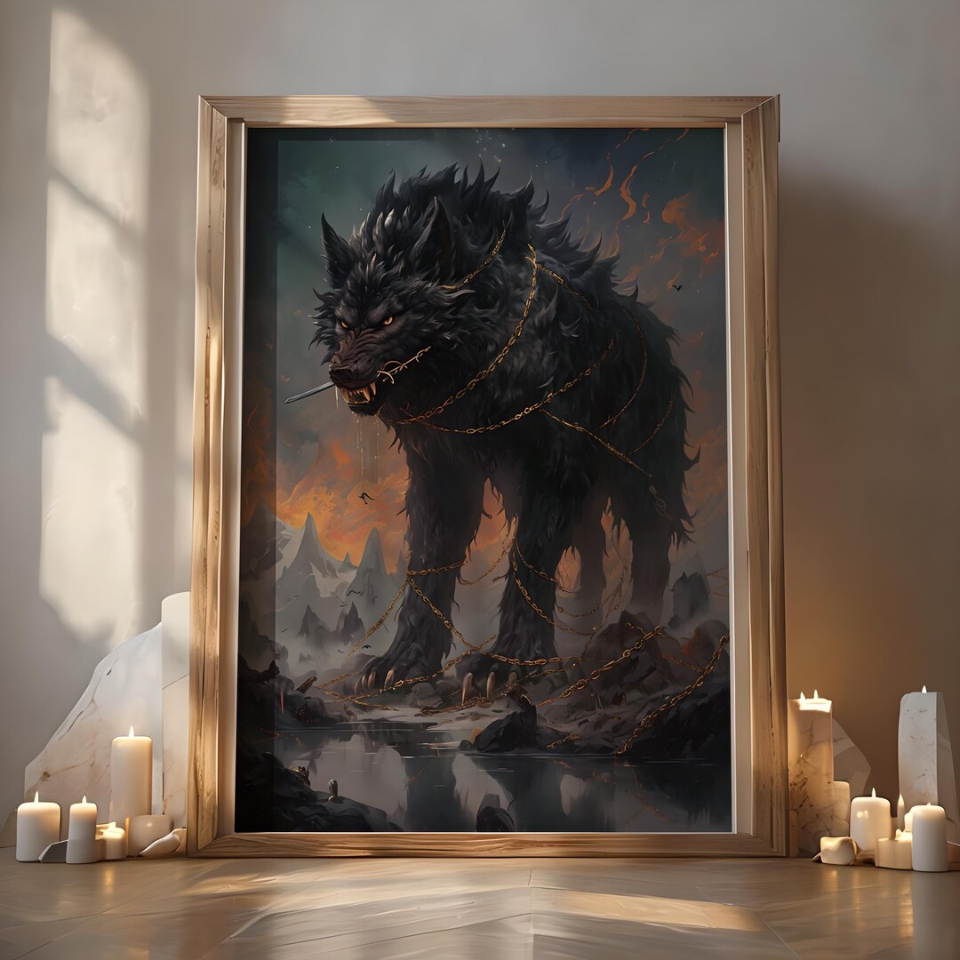 Fenrir Wolf Art Print, Norse Mythology Art, Legendary Fenrir Wolf ...