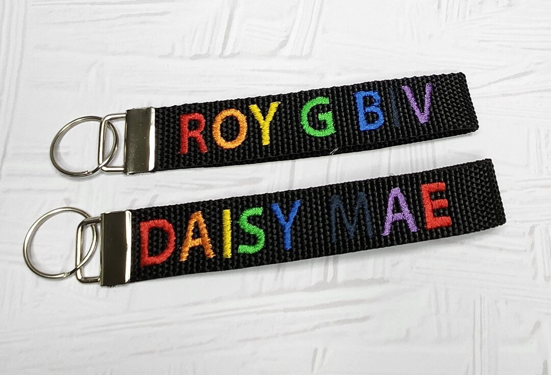 ROYGBIV Thread Color Embroidered Key Fob/ Wristlet Key Chain ...