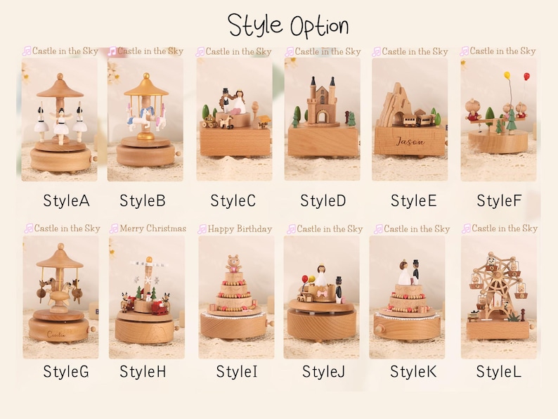Personalized Wooden Music Box: Ballerina Carousel, Engraved Keepsake ...
