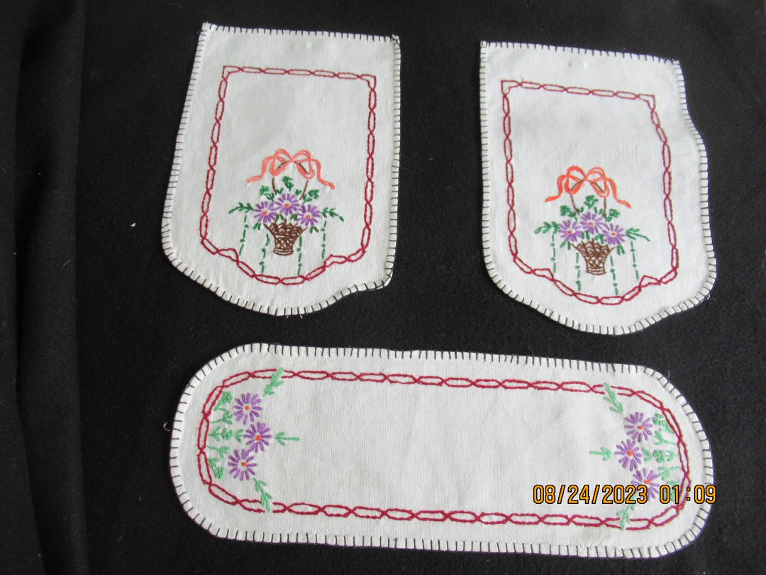 Vintage Hand Embroidered Linens for Dressing Table - Etsy