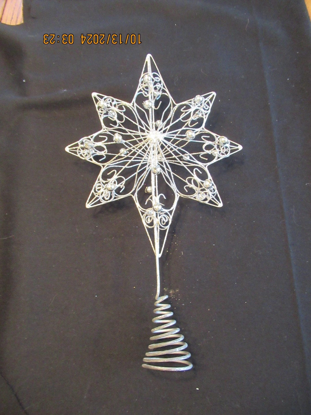 Christmas Non Lighted Tree Topper Wire Star With Silver Beads - Etsy