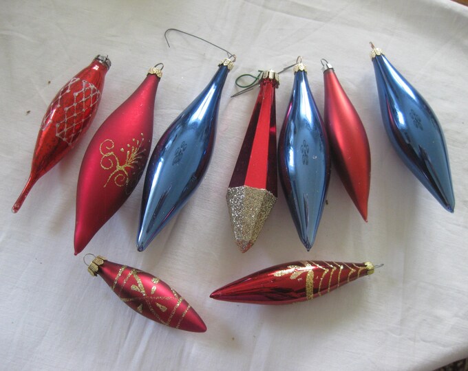 9 Vintage Glass Tear Drop Christmas Tree Ornaments - Etsy