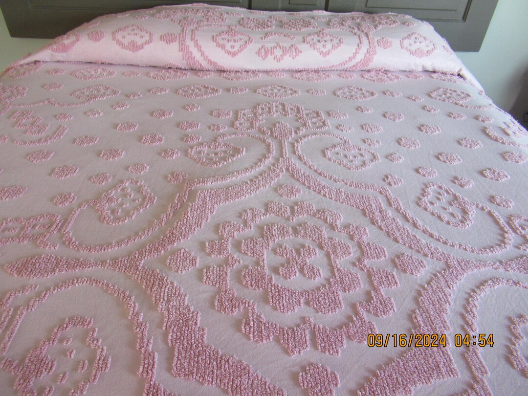 Vintage Pink King Size Chenille Bedspread - Etsy