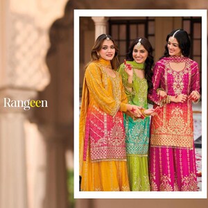 Wedding Sharara Sets Available Online in Three Colours - Etsy