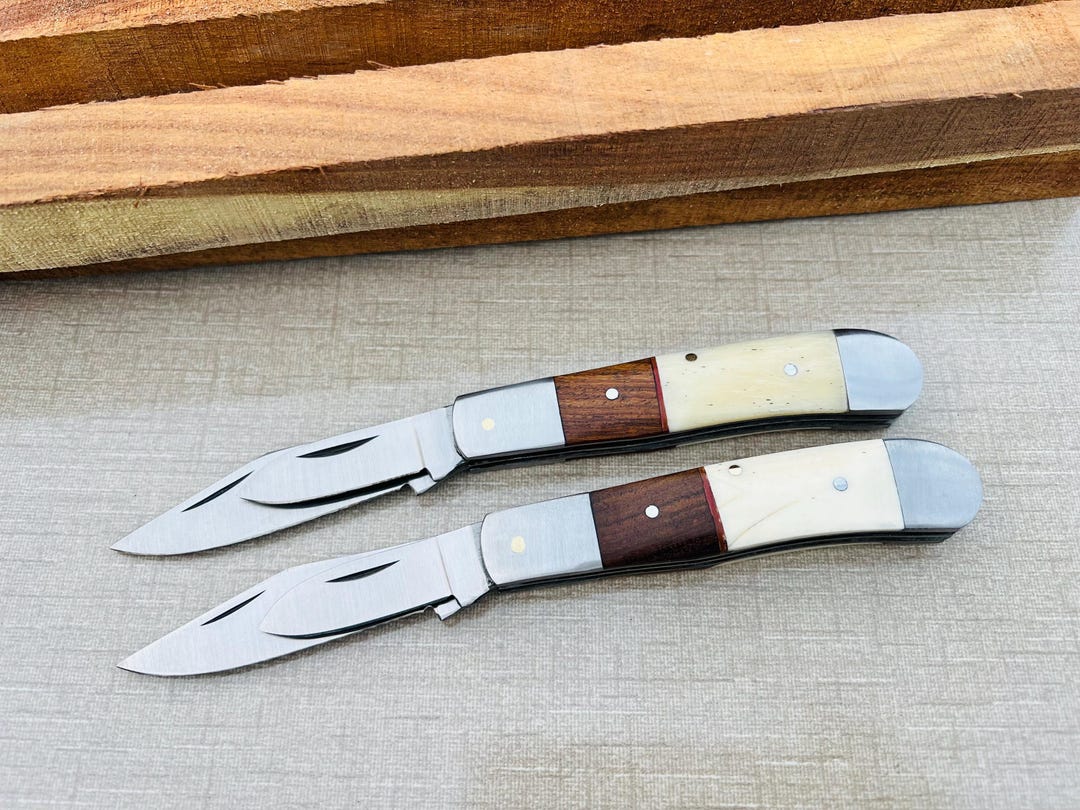 Beautiful Custom Handmade Stainless Steel Double Blade Folding Knife ...