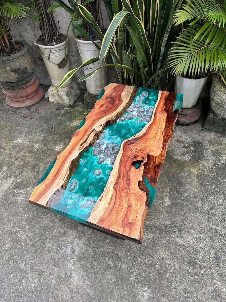 Epoxy Resin Table,epoxy Waterfall,tabletop Gaming,walnut Standing Desk ...