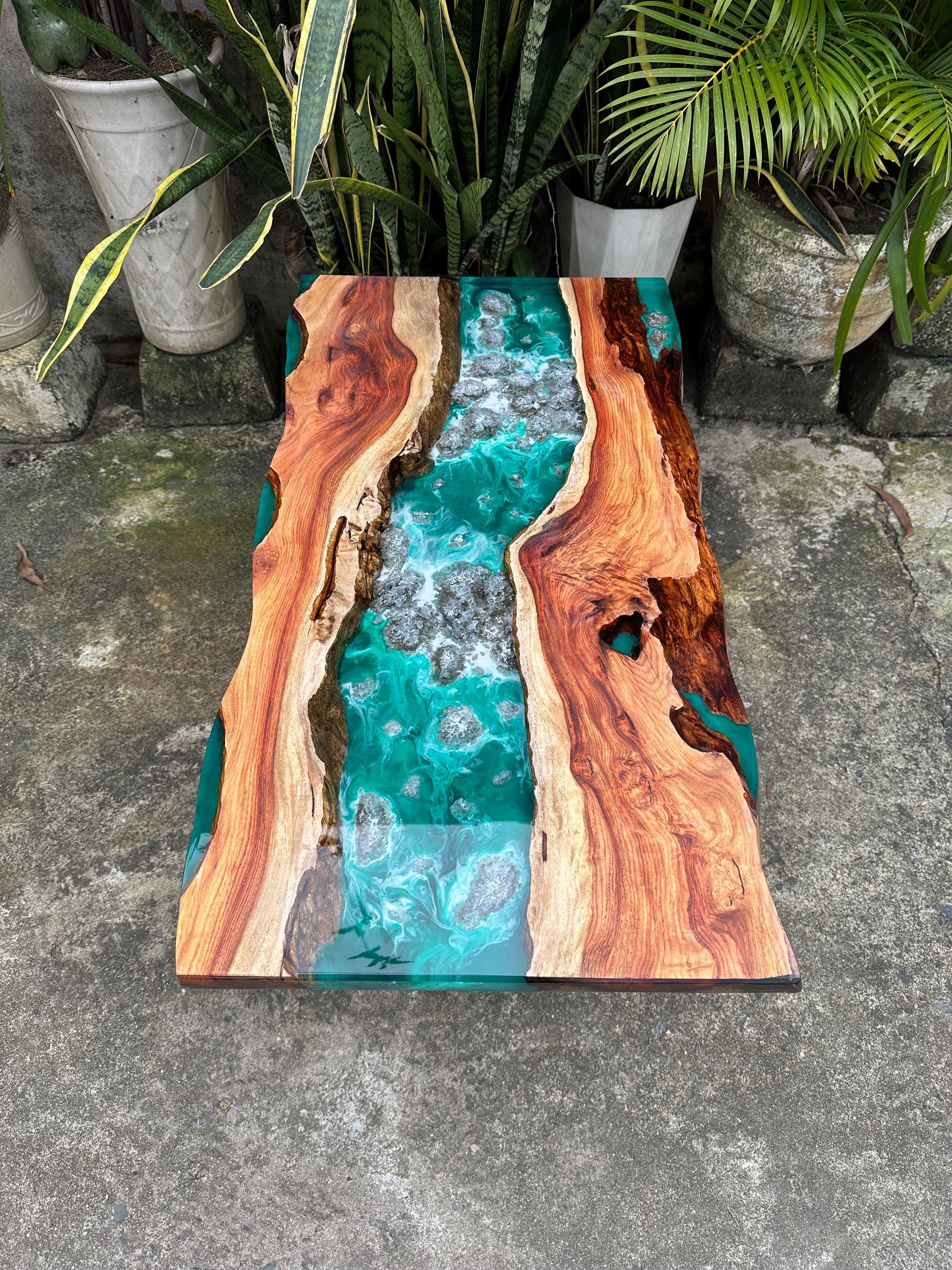 Epoxy Resin Table,epoxy Waterfall,tabletop Gaming,walnut Standing Desk ...