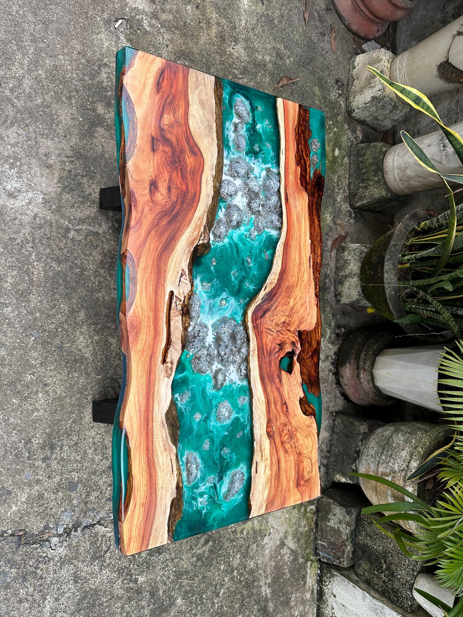 Epoxy Resin Table,epoxy Waterfall,tabletop Gaming,walnut Standing Desk ...